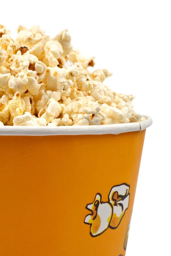 Popcorn-Eimer Mit Fallendem Popcorn Und Schwarzem Hintergrund Stockbild ...