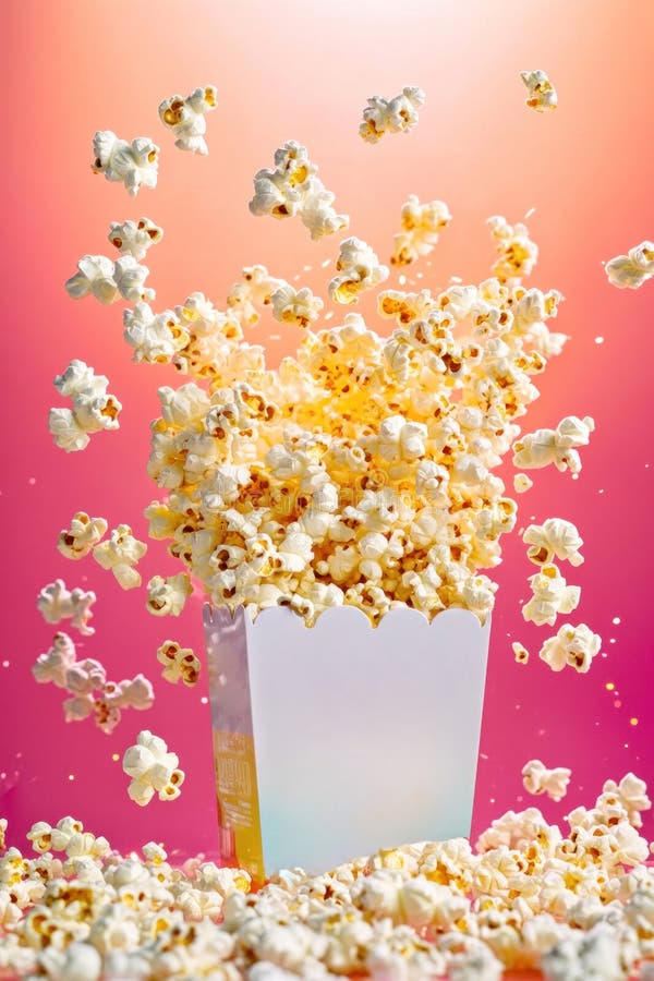 Popcorn Exploding Container Pink Background Stock Photos - Free ...