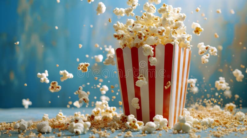Popcorn Exploding Joyfully from a Classic Striped Container Capturing ...