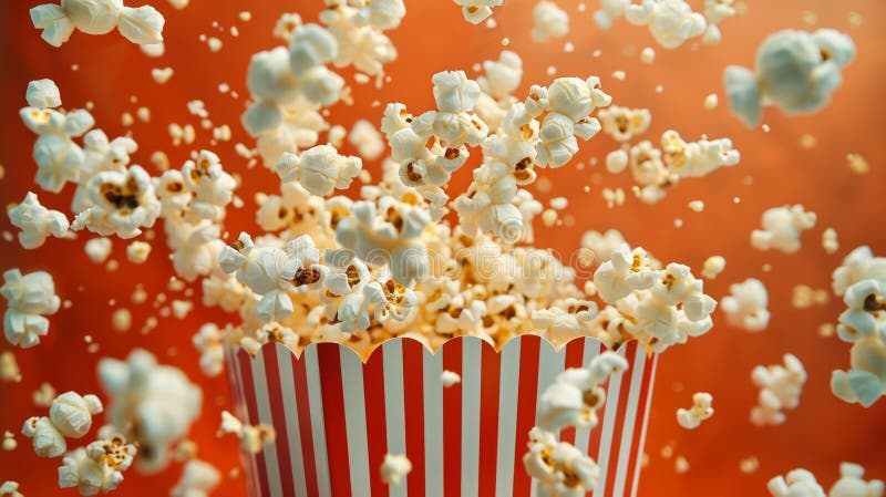 Popcorn Exploding Joyfully from a Classic Striped Container Capturing ...