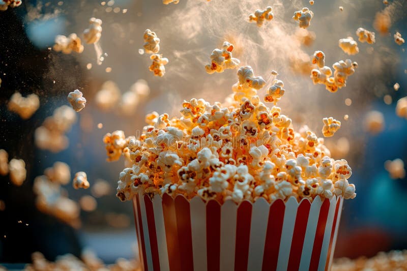 Popcorn Exploding Out of a Striped Box Stock Image - Image of ...