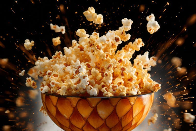 Popcorn Exploding from a Pan, with Kernels Flying in All Directions ...