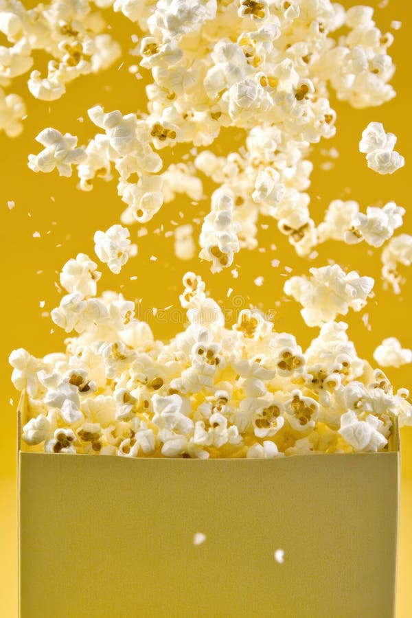 Popcorn Explosion Against Yellow Background in Vivid. Stock Photo ...