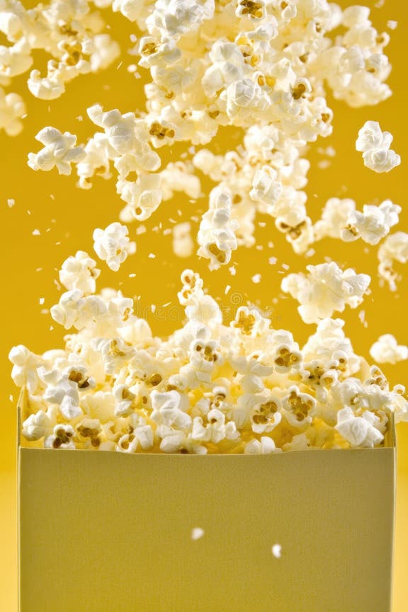 Popcorn Explosion Against Yellow Background in Vivid. Stock Photo ...