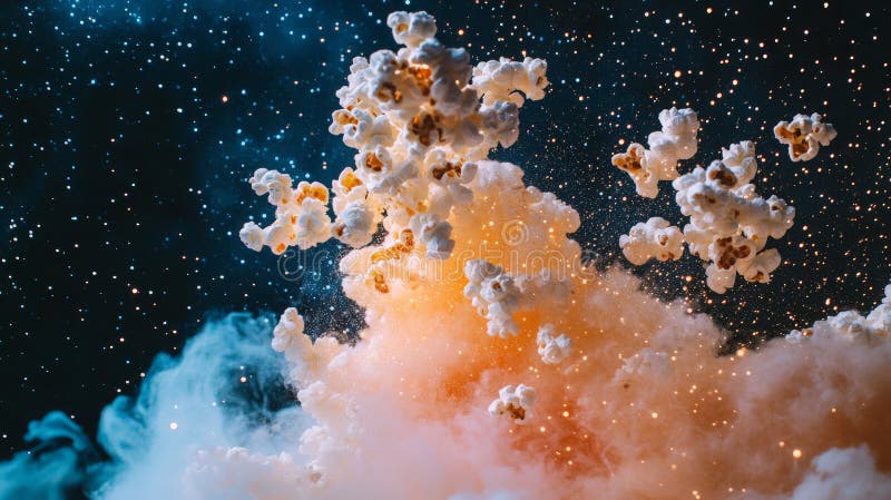 Popcorn Explosion in a Galaxy Stock Illustration - Illustration of ...