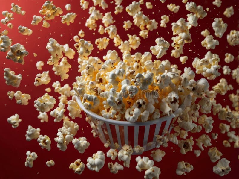 Popcorn Explosion on Red stock illustration. Illustration of explosion ...