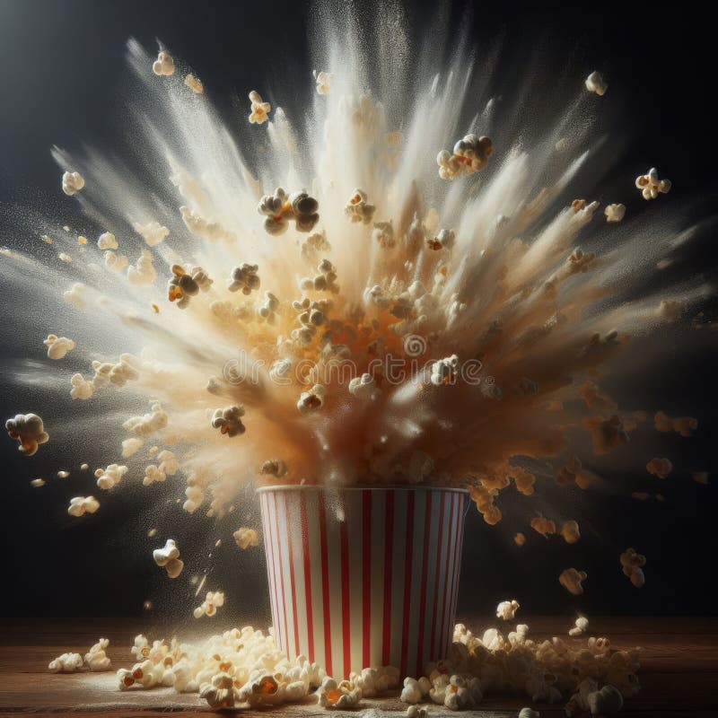 Popcorn Explosion Still Life Stock Image - Image of delicious, movie ...