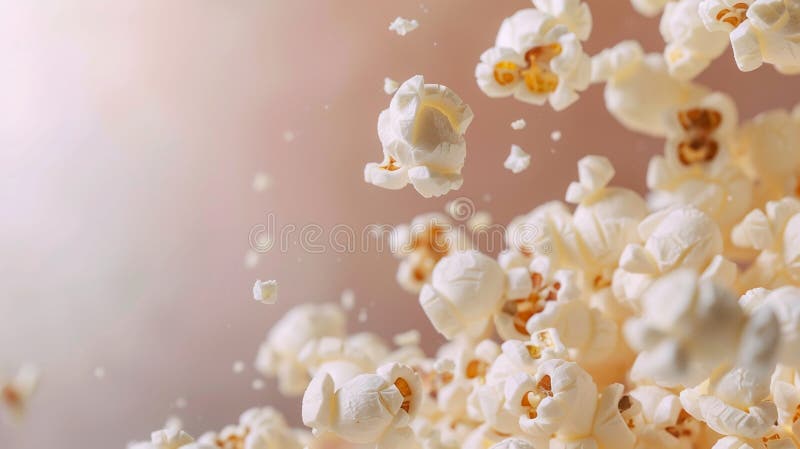 Popcorn Falling into the Air on a Bokeh Background Stock Illustration ...