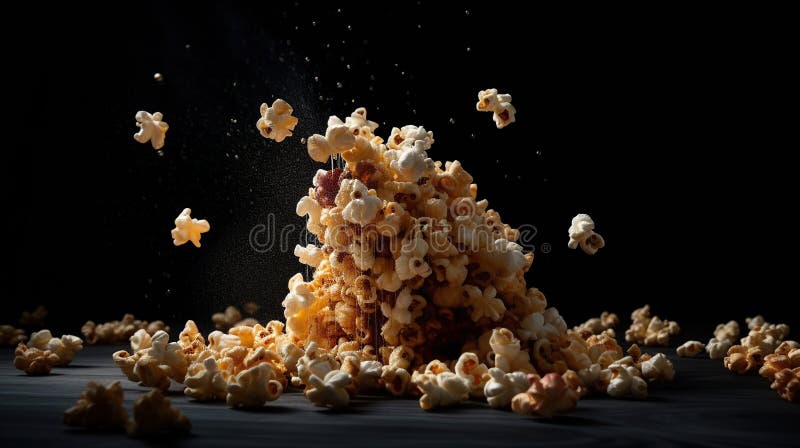 Popcorn Falling, Generated Ai Image Stock Illustration - Illustration ...