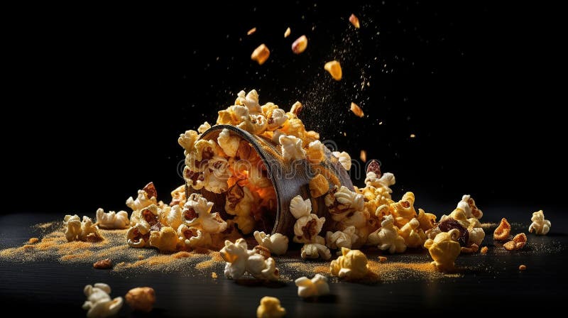 Popcorn Falling, Generated Ai Image Stock Illustration - Illustration ...