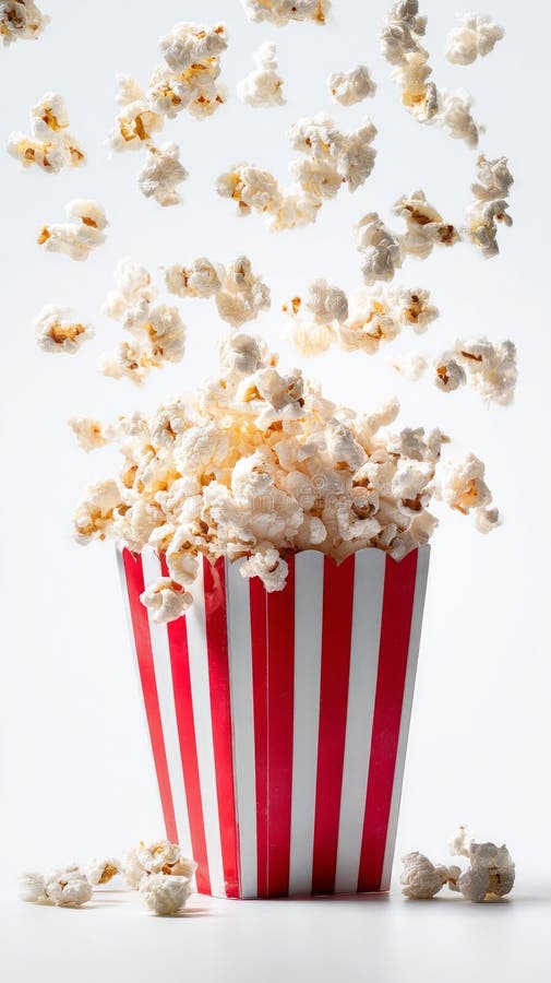 Popcorn Falling from a Striped Container Creates a Fun and Lively ...