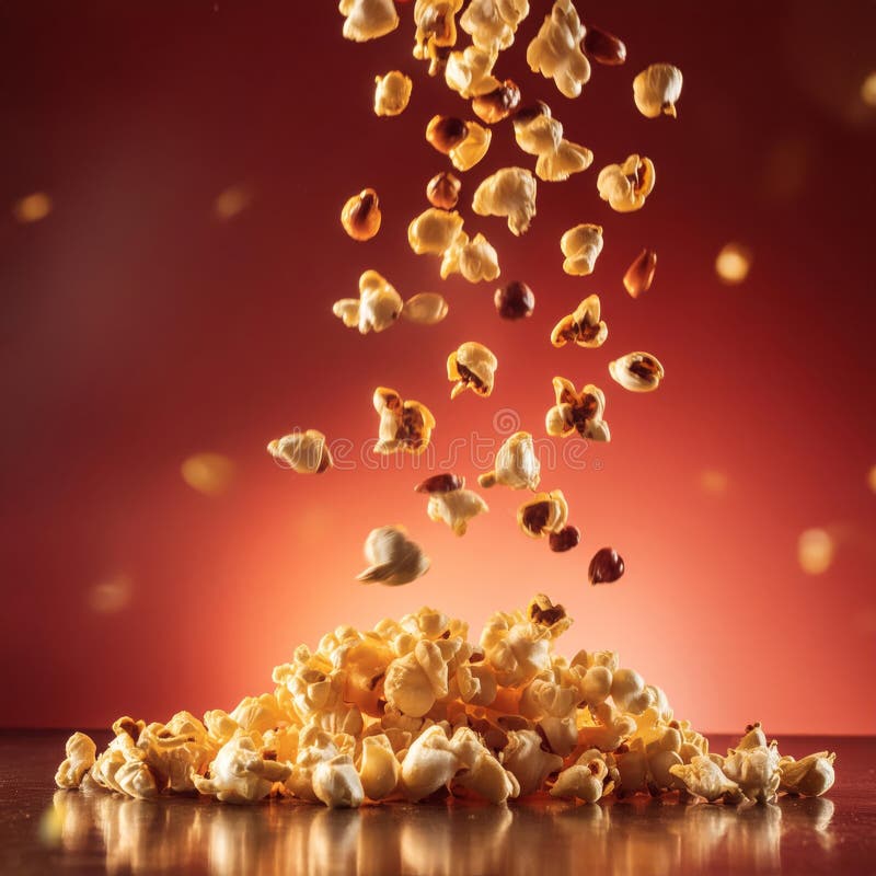 Popcorn Falls on Red, Bringing Vibrant Color To the Scene Stock ...