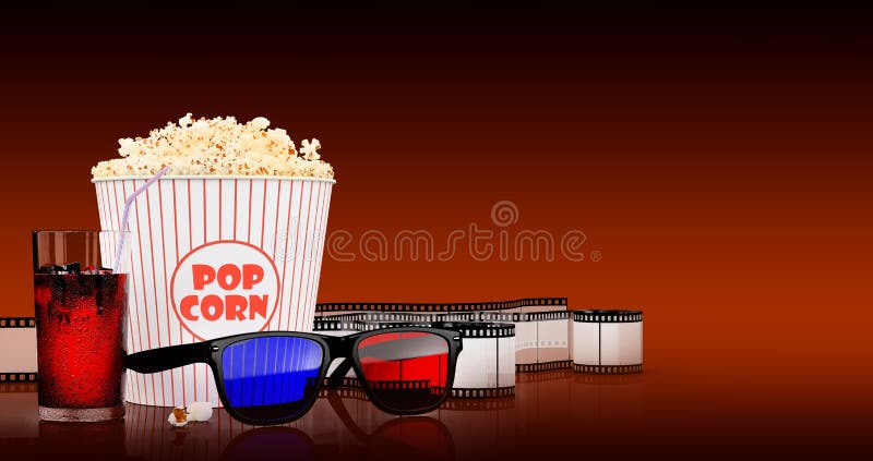 Popcorn and Fast Food Drink. 3Drendering Stock Illustration ...