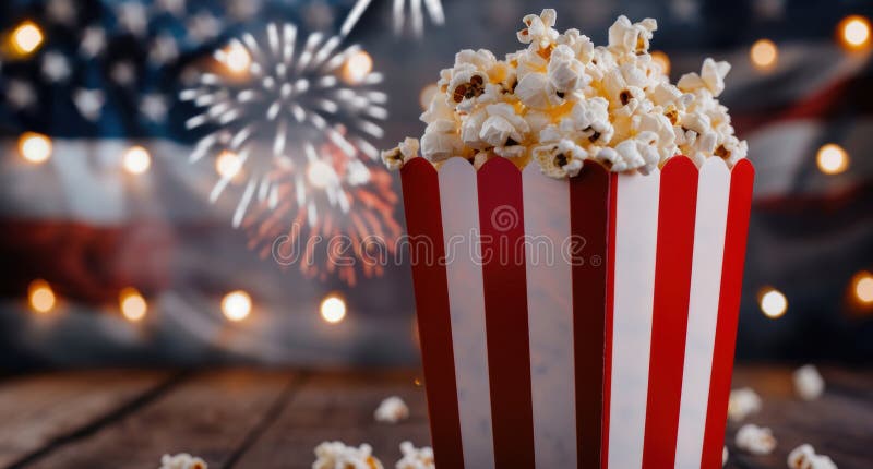 Popcorn and Fireworks Display Stock Illustration - Illustration of ...