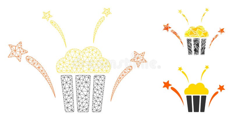 Popcorn Fireworks Vector Mesh 2D Model and Triangle Mosaic Icon Stock ...