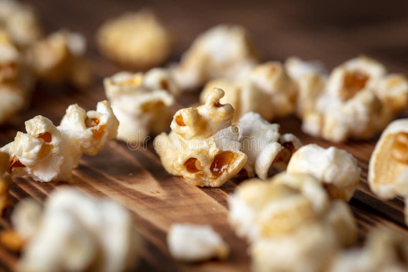 Popcorn Flakes on a Wooden Background Stock Image - Image of grain ...