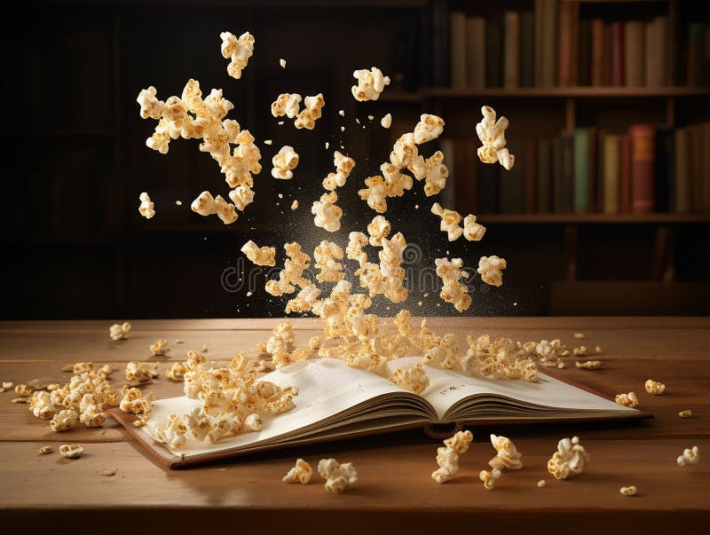 Popcorn Flies from the Book Stock Illustration - Illustration of ...