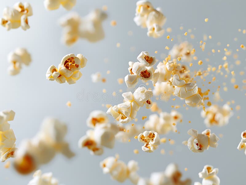 Popcorn Flying Against a White Background Stock Illustration ...