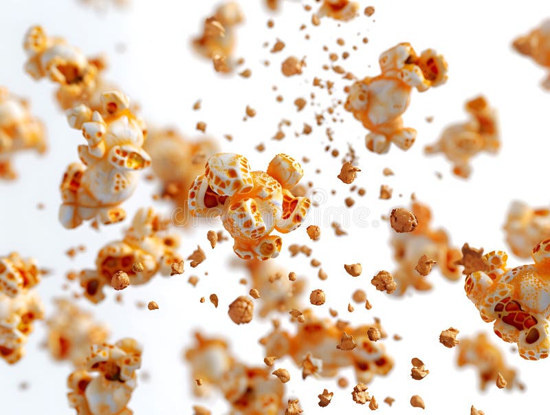 Popcorn Flying Against a White Background Stock Illustration ...