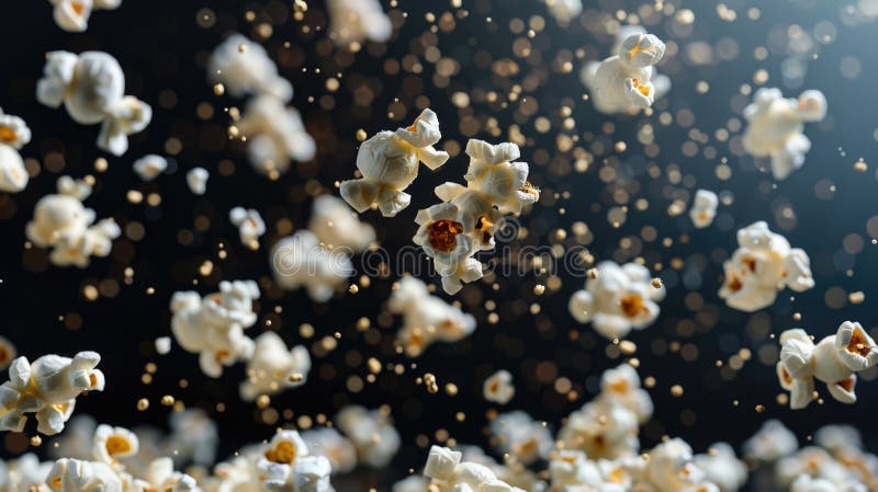 Popcorn Flying in the Air, Suitable for Food and Entertainment Concepts ...