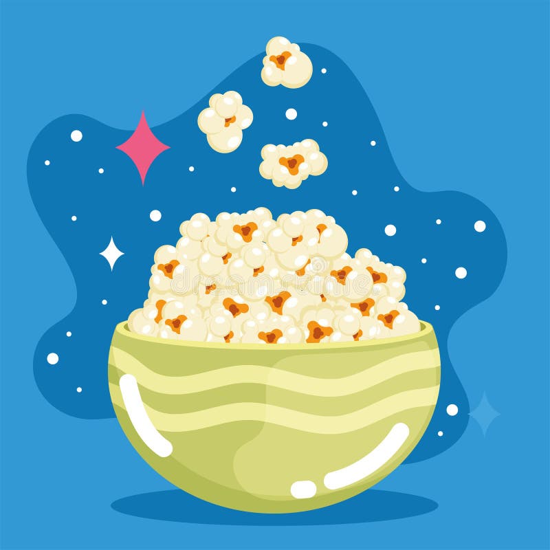 Popcorn Flying from Bowl. Vector Stock Vector - Illustration of cinema ...