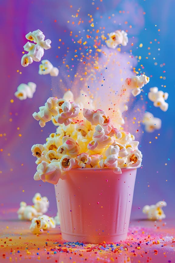 Popcorn Flying Exploding Inside the Packaging Stock Illustration ...