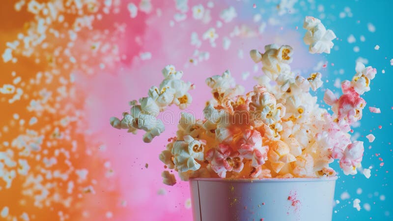 Popcorn Flying Exploding Inside the Packaging Stock Illustration ...