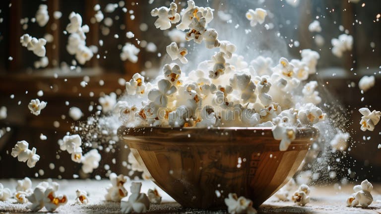Popcorn Flying Exploding Inside the Packaging Stock Illustration ...