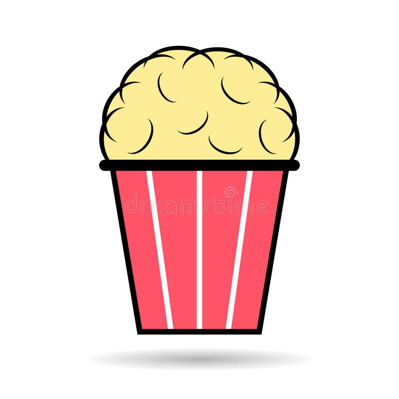 Popcorn Food Design Shadow Icon, Web Corn Box Snack Flat Vector ...