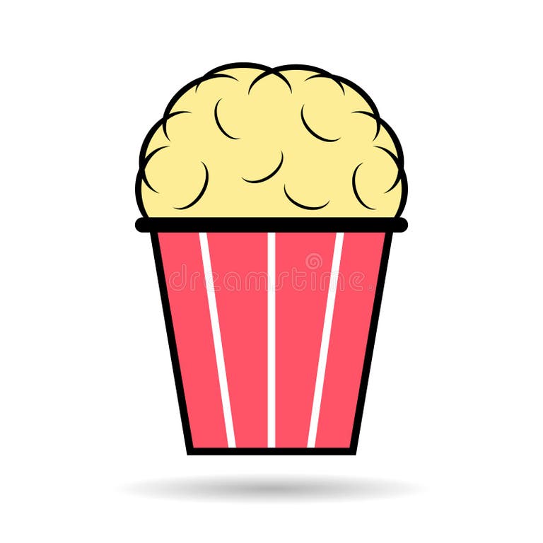 Popcorn Food Design Shadow Icon, Web Corn Box Snack Flat Vector ...