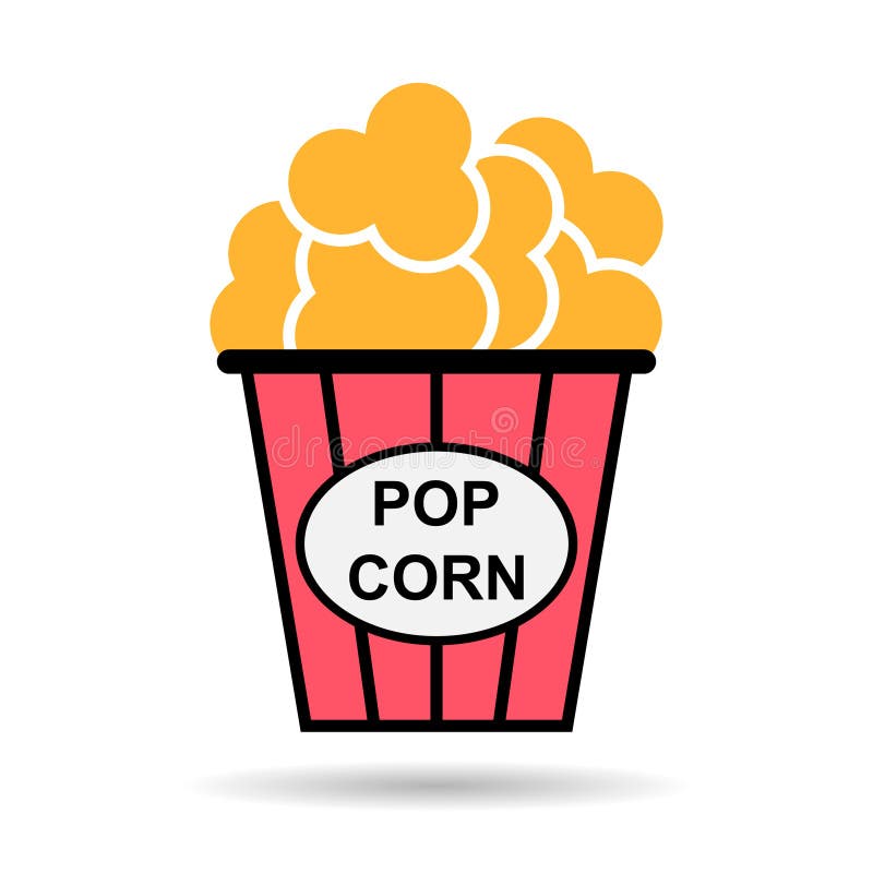Popcorn Food Design Shadow Icon, Web Corn Box Snack Flat Vector ...