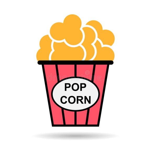 Popcorn Food Design Shadow Icon, Web Corn Box Snack Flat Vector ...