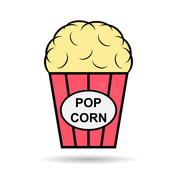 Popcorn Food Design Shadow Icon, Web Corn Box Snack Flat Vector ...