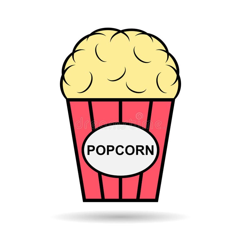 Popcorn Food Design Shadow Icon, Web Corn Box Snack Flat Vector ...