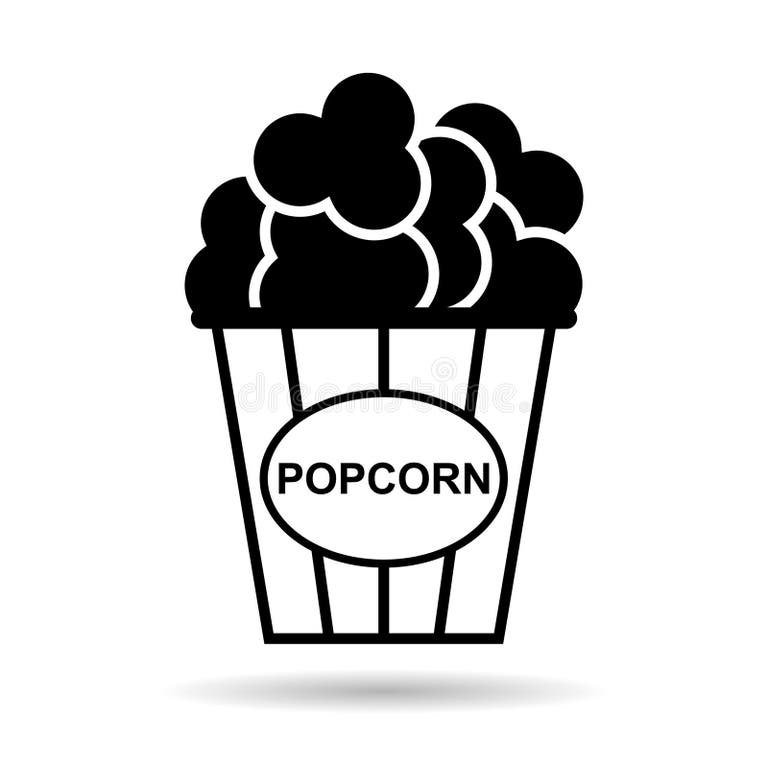 Popcorn Food Design Shadow Icon, Web Corn Box Snack Flat Vector ...