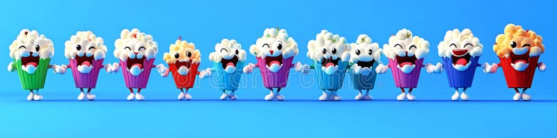 The Popcorn Friends are Holding Hands and Showing Various Emotions in ...