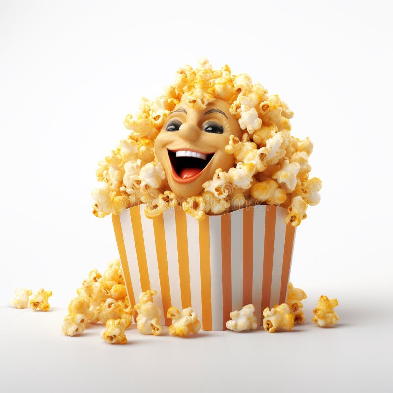 Popcorn Fun: a Playful Snack with a Joyful Smile. Generated AI. Stock ...