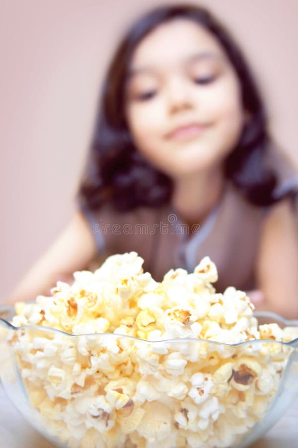 Popcorn girl stock image. Image of television, food, entertainment - 131237