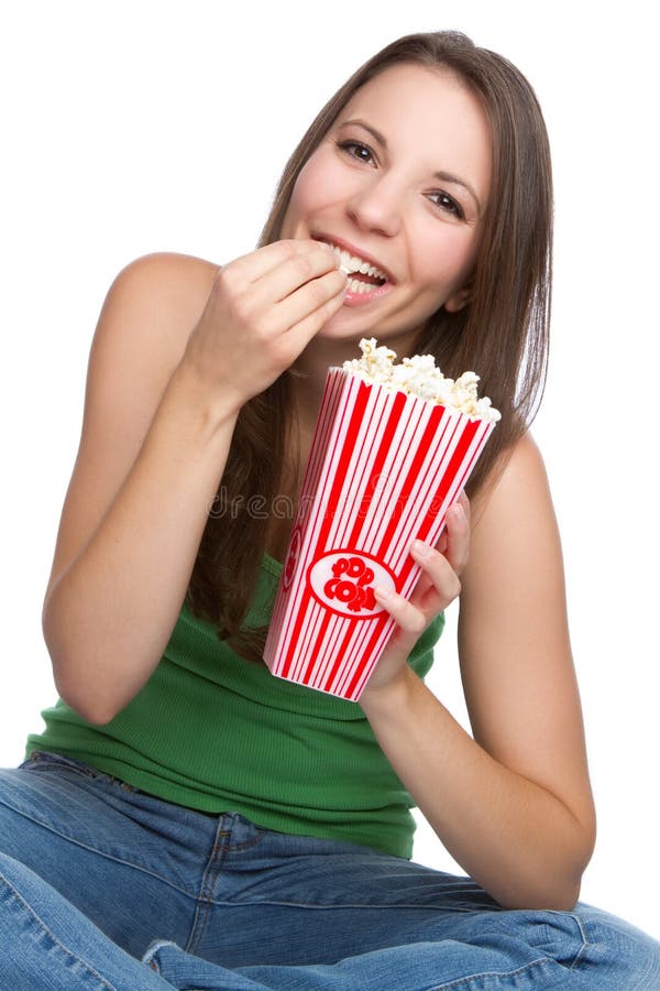 Popcorn Girl stock photo. Image of laughing, mouth, cheerful - 17456338