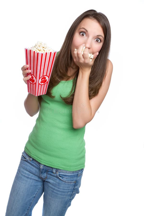 Girl Eating Popcorn stock image. Image of people, playful - 17352045