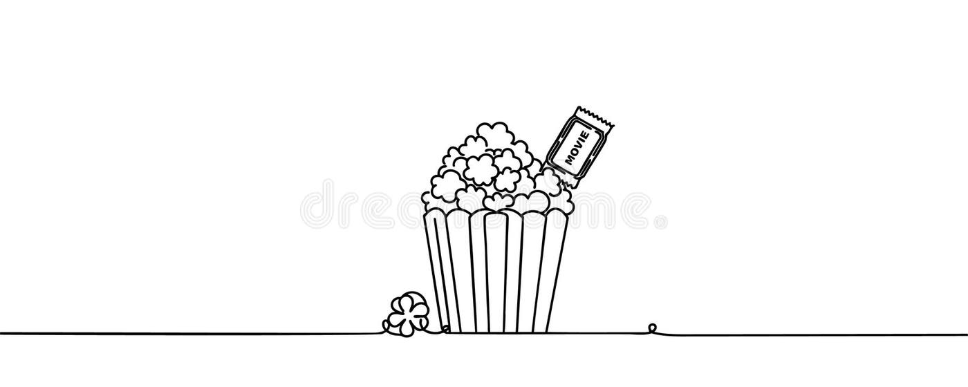 Continuous Line Drawing Popcorn Stock Illustrations – 88 Continuous ...