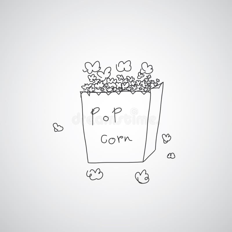 Popcorn hand drawn cartoon stock vector. Illustration of popcorn - 89777145