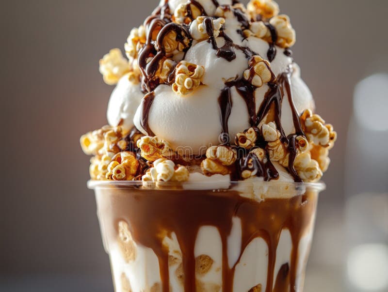 Popcorn Ice Cream Shake stock image. Image of candy - 363842111