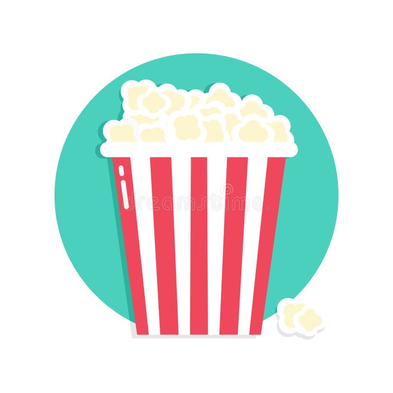 Popcorn Icon in a Blue Circle. Round Icon in Flat Style Stock Vector ...
