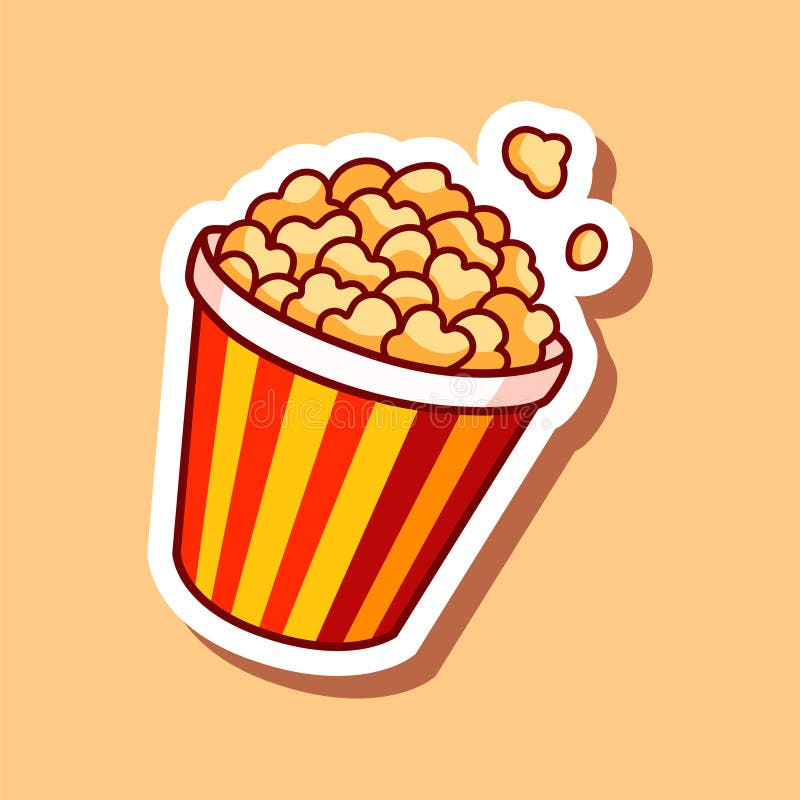 Popcorn Illustration Vector. Popcorn Sticker Stock Vector ...