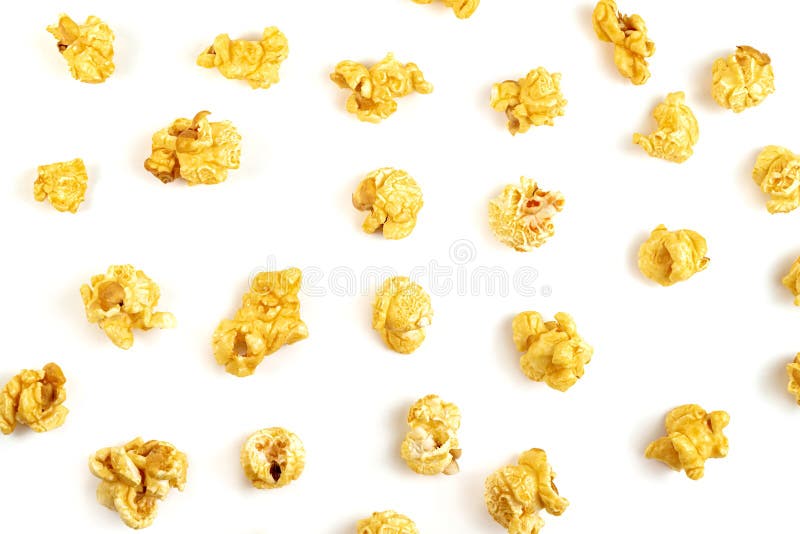 Popcorn Isolated on White Background Stock Image - Image of grain, gold ...