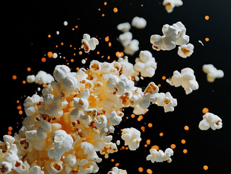 Popcorn kernals in mid-air stock illustration. Illustration of space ...