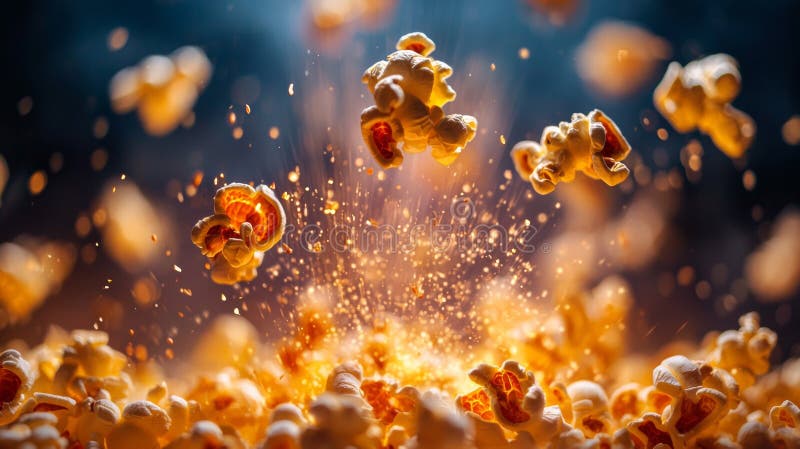 Popcorn Kernels Exploding in Dynamic Motion Stock Image - Image of ...