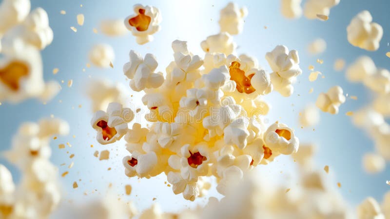 Exploding Popcorn Kernels Blue Background Stock Photos - Free & Royalty ...