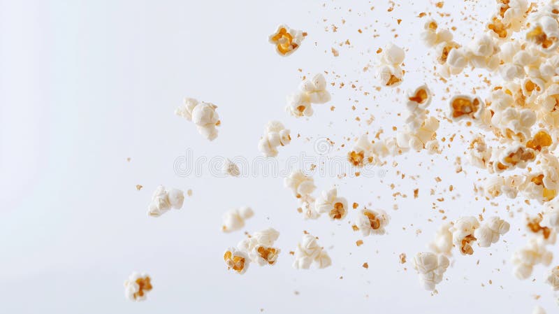 Popcorn Kernels Exploding in Mid-air Against a Clean White Background ...